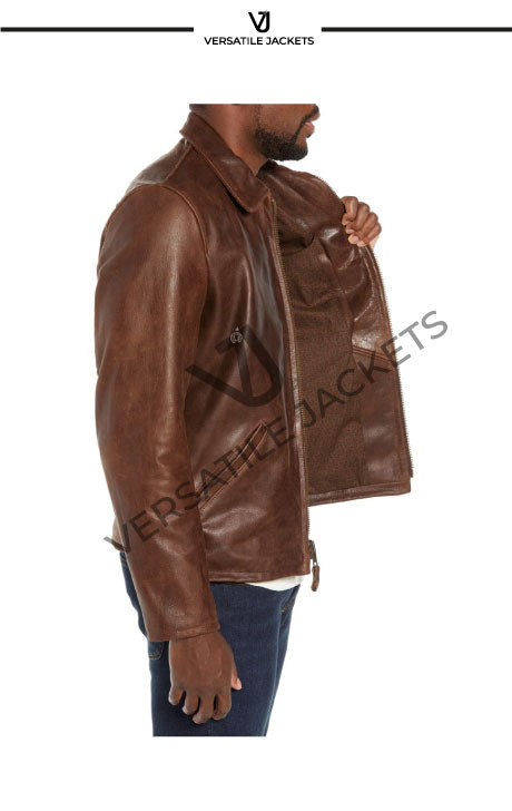 Waxed Naked Buffalo Leather Delivery Jacket - Premium Style